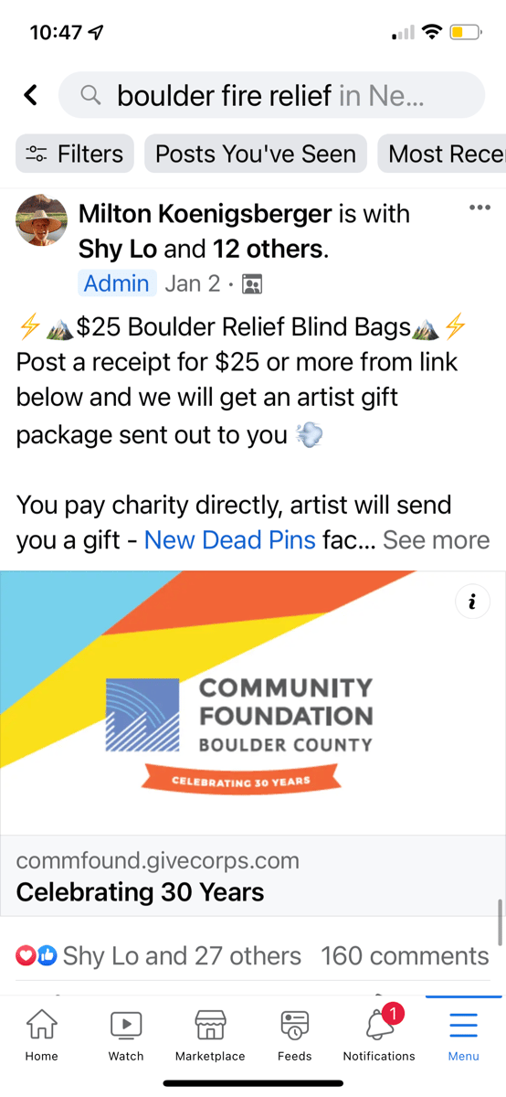 Boulder Fire Relief | New Dead Pins