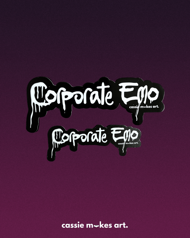Corporate Emo Vinyl Sticker | CassieMakesArt