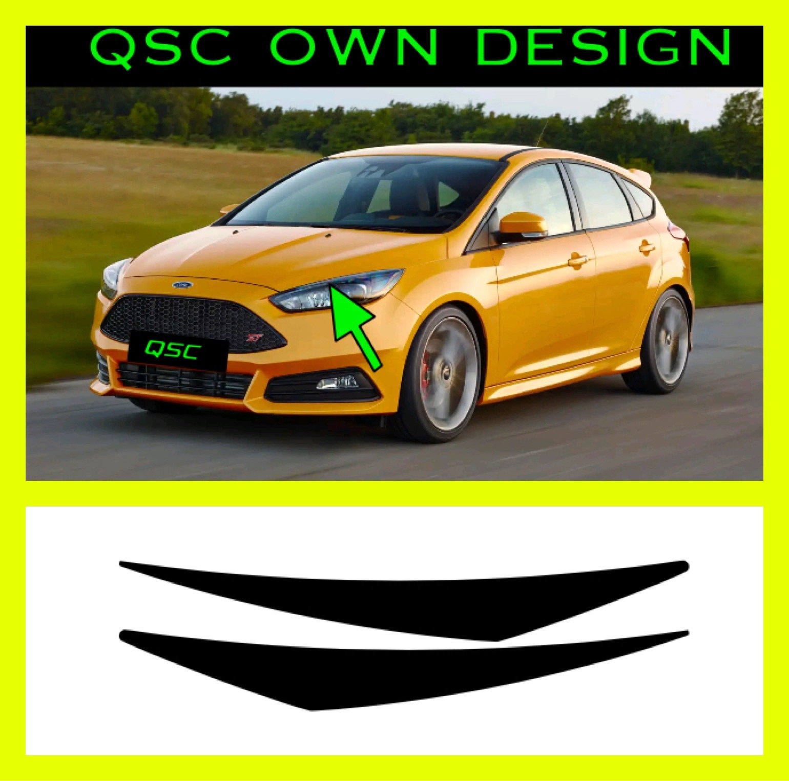 X2 Ford Focus Mk3.5 Eyebrow Stickers | QsCustom