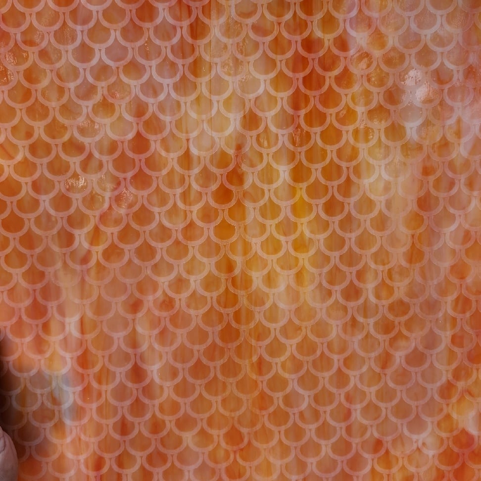12x12" pale amber laser engraved honeycomb stained glass sheet | Omega ...