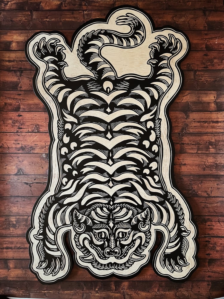 Tibetan Tiger Woodcut / Robbie W. Jones Woodcuts