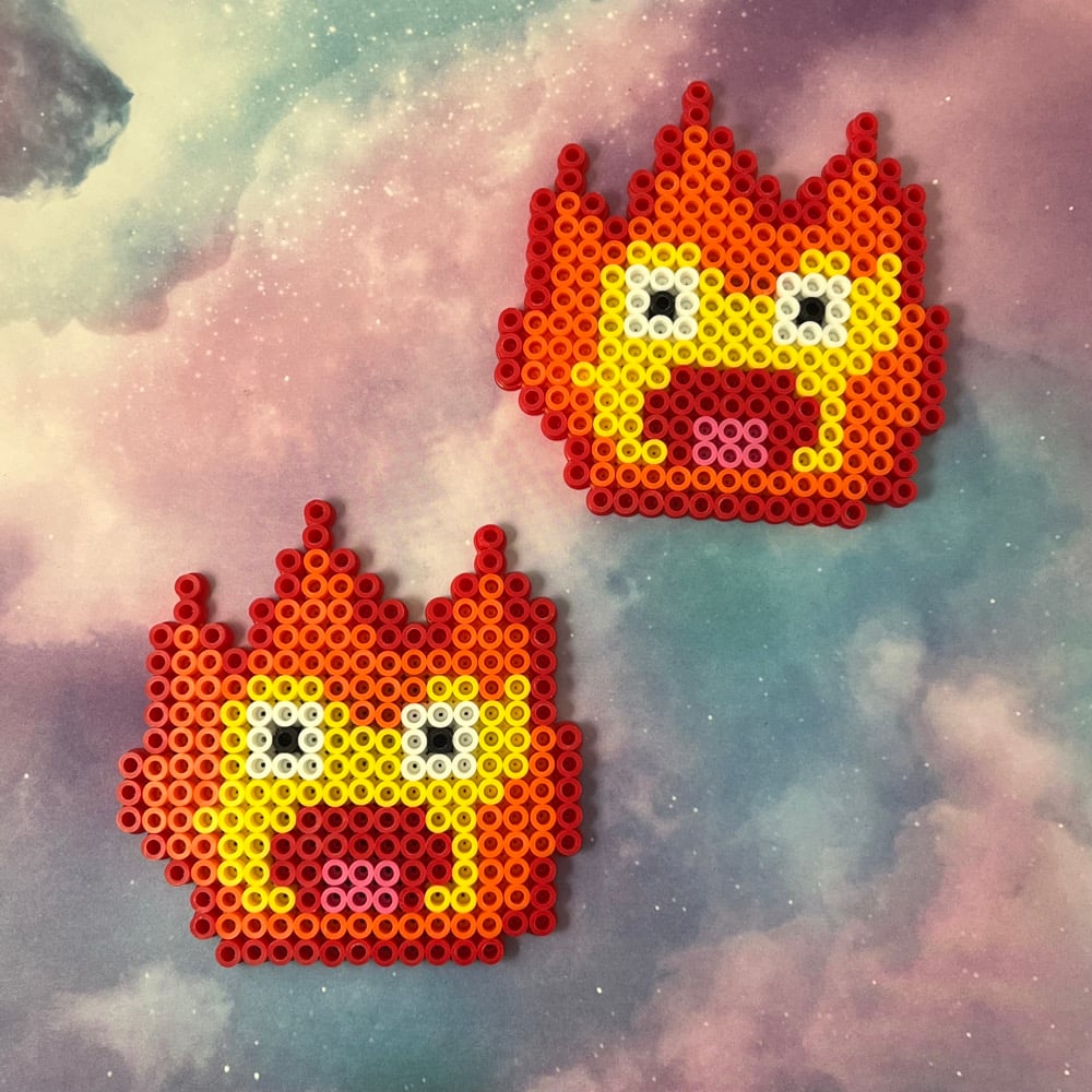 Calcifer Fire Flame Perler Kandi Fridge Locker Magnet | LittleCraftiesStore
