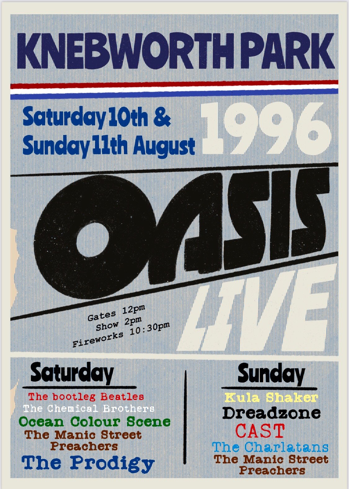 Oasis Knebworth 96 - Retro Poster Art | 71MANC