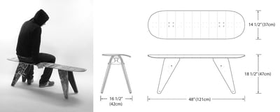 48" Two Seater - Recycled Skateboard Bench | Recycled Skateboard ...