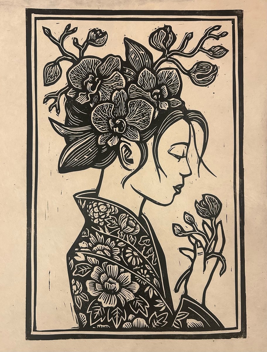 Orchid Girl Block Print | Brian Reedy