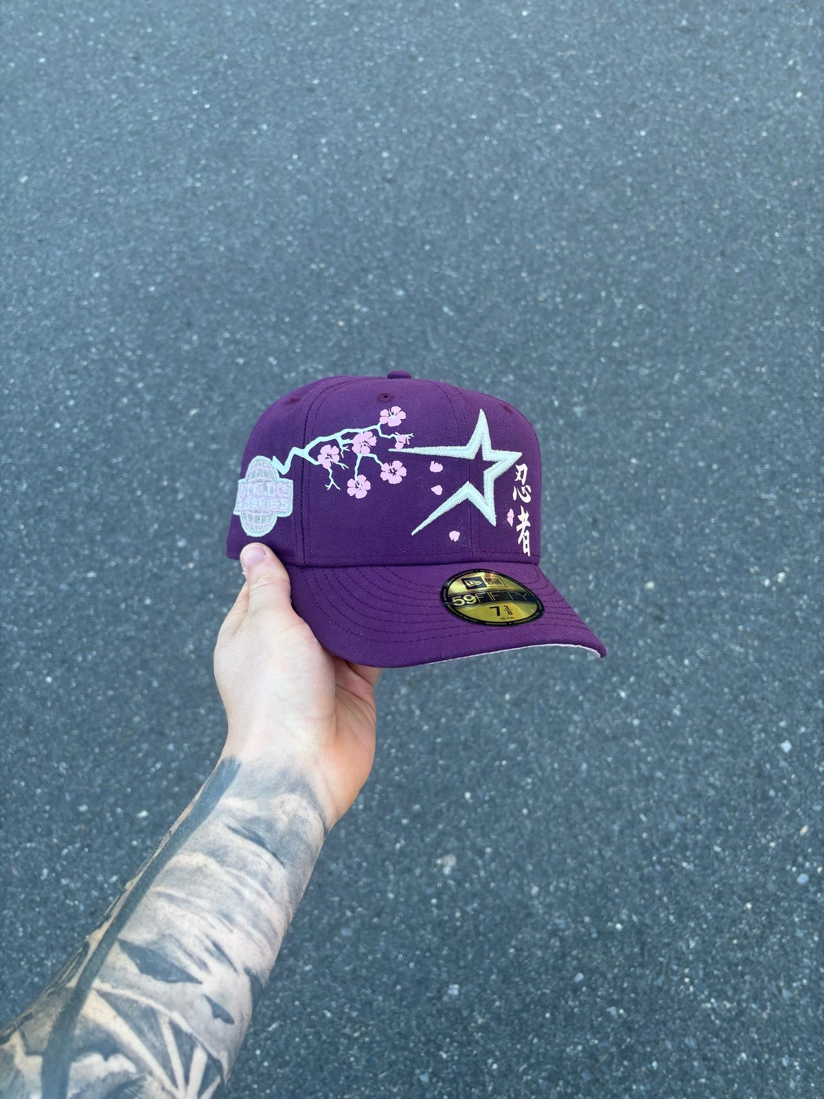 PINK BRIM DEEP VIOLET HOUSTON ASTROS CUSTOM FITTED CAP | WORLDWIDE RANK LLC