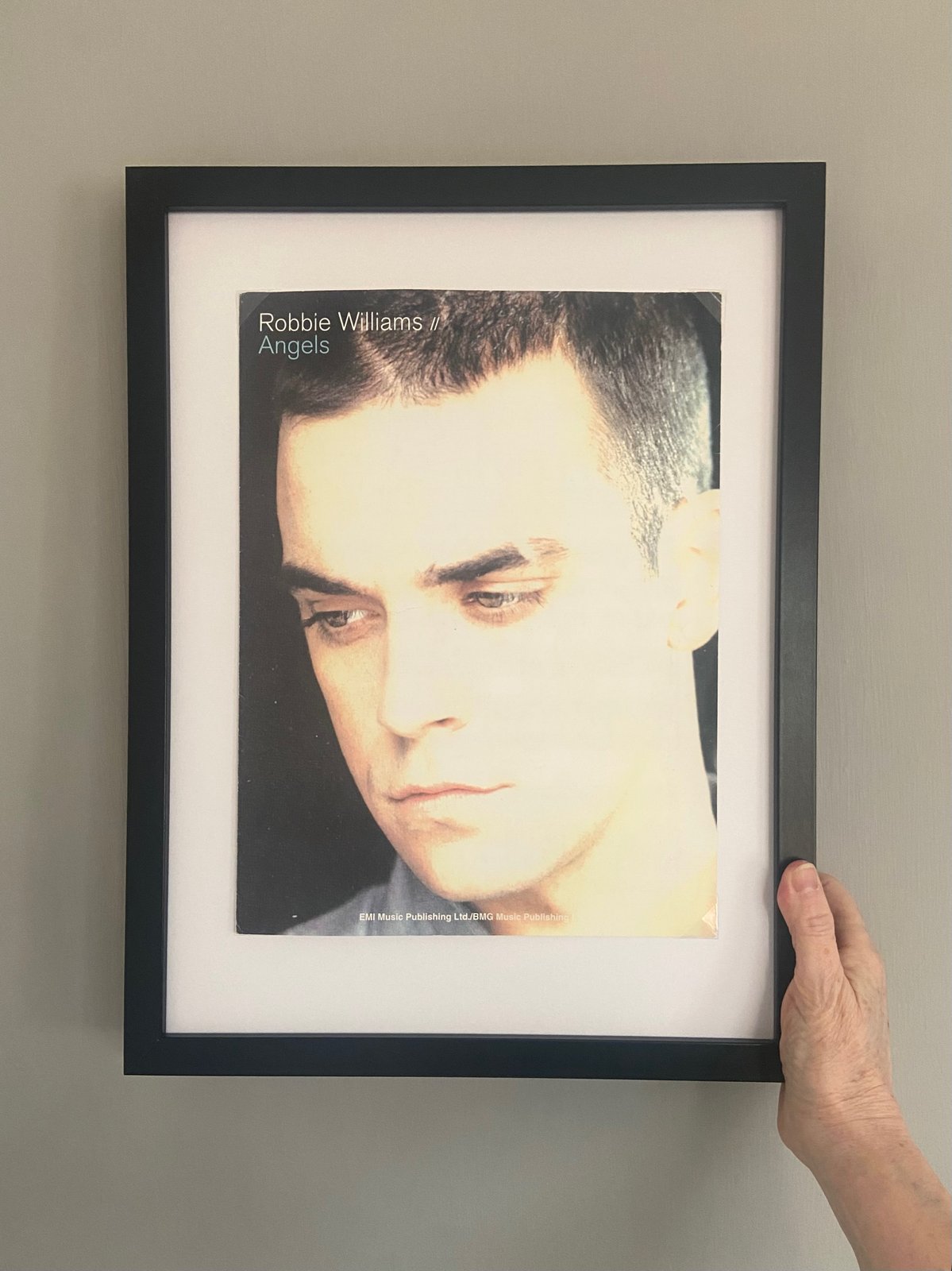 Robbie Williams: Angels, framed 1997 sheet music | Lorna Kyle
