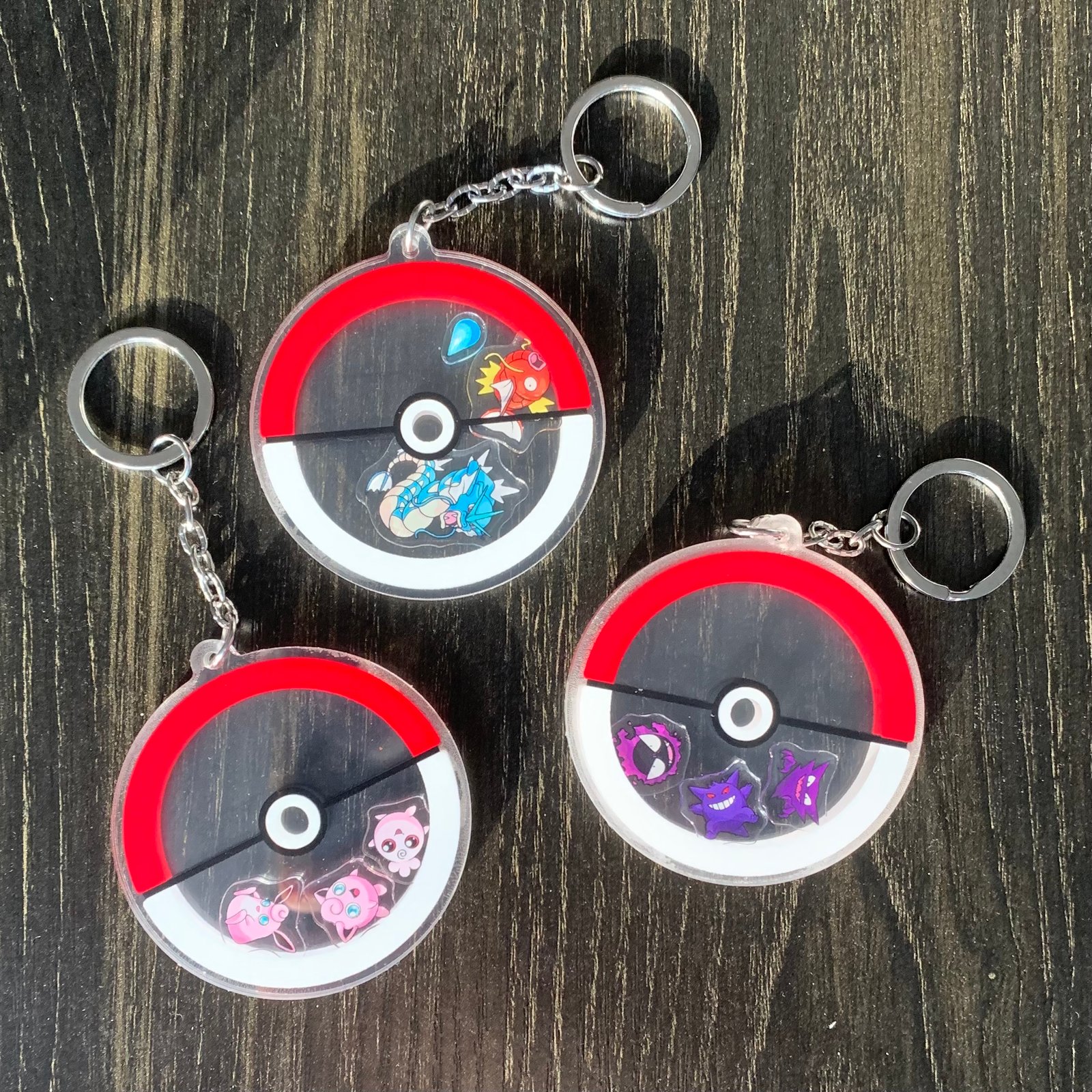 Pokeball Shaker Keychains - Gengar, Jigglypuff, Gyrados - Pokemon ...