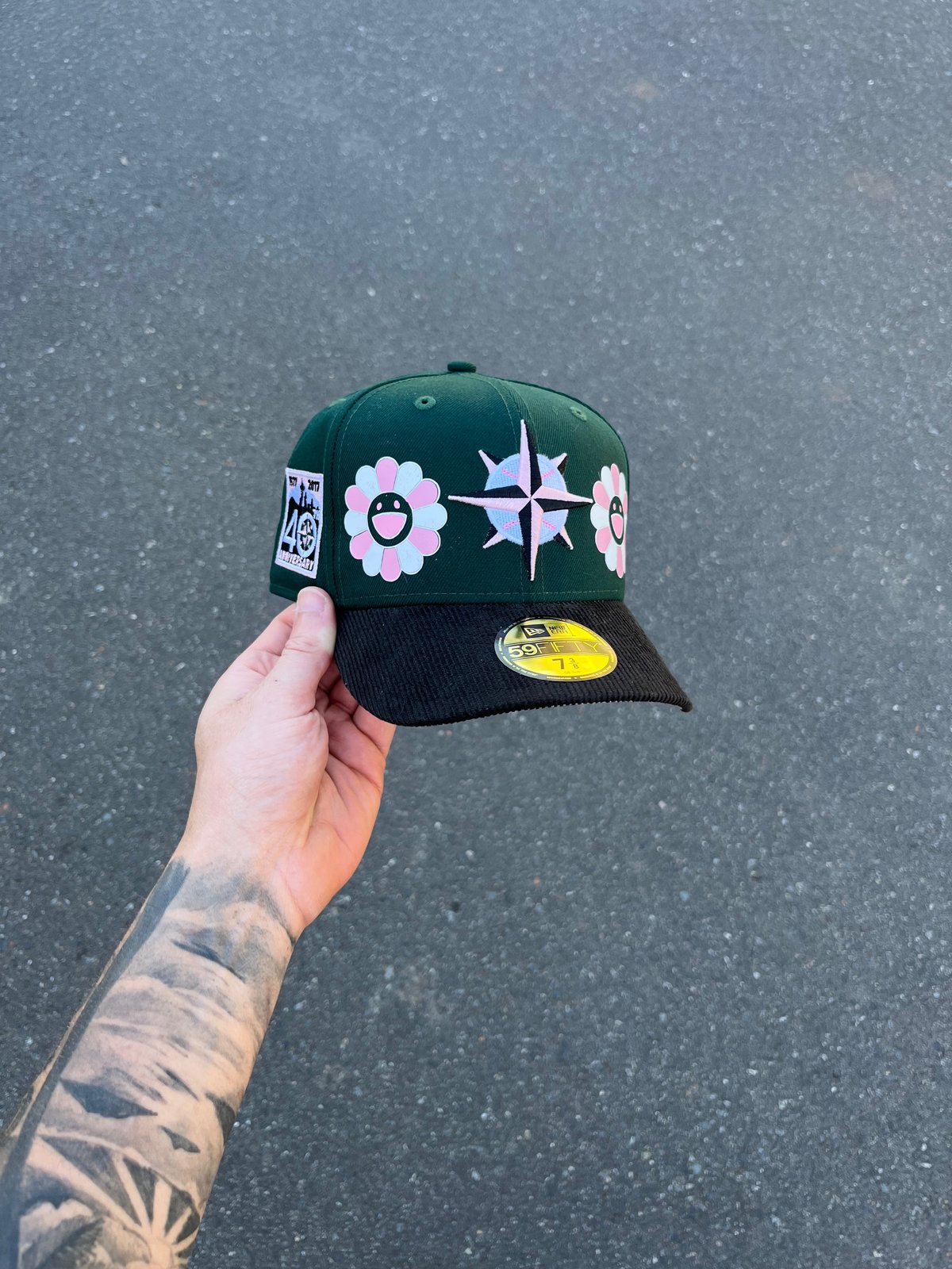 PINK BRIM FOREST CORDUROY SEATTLE MARINERS CUSTOM FITTED CAP ...