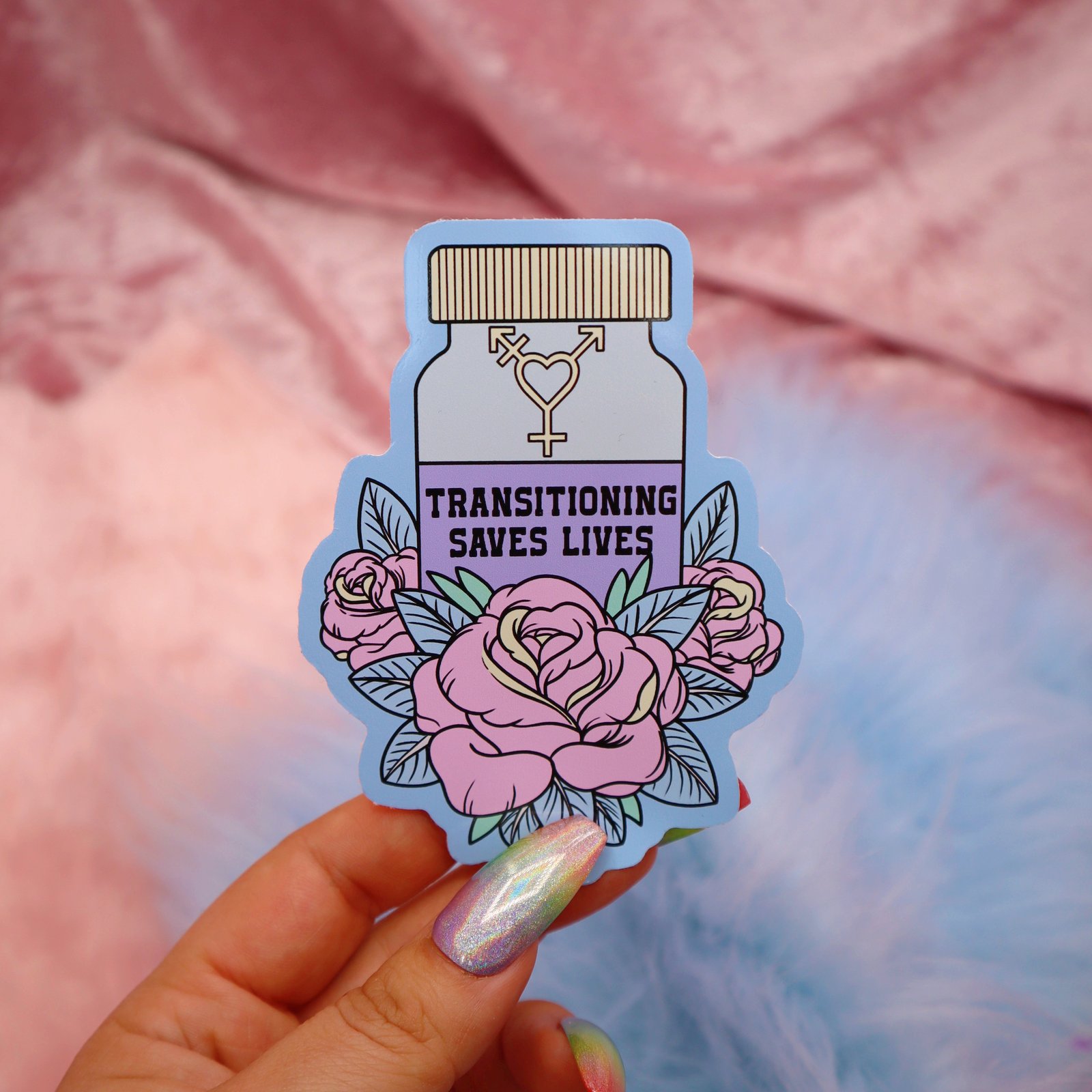 Transitioning Saves Lives Large Vinyl Sticker | Abprallen