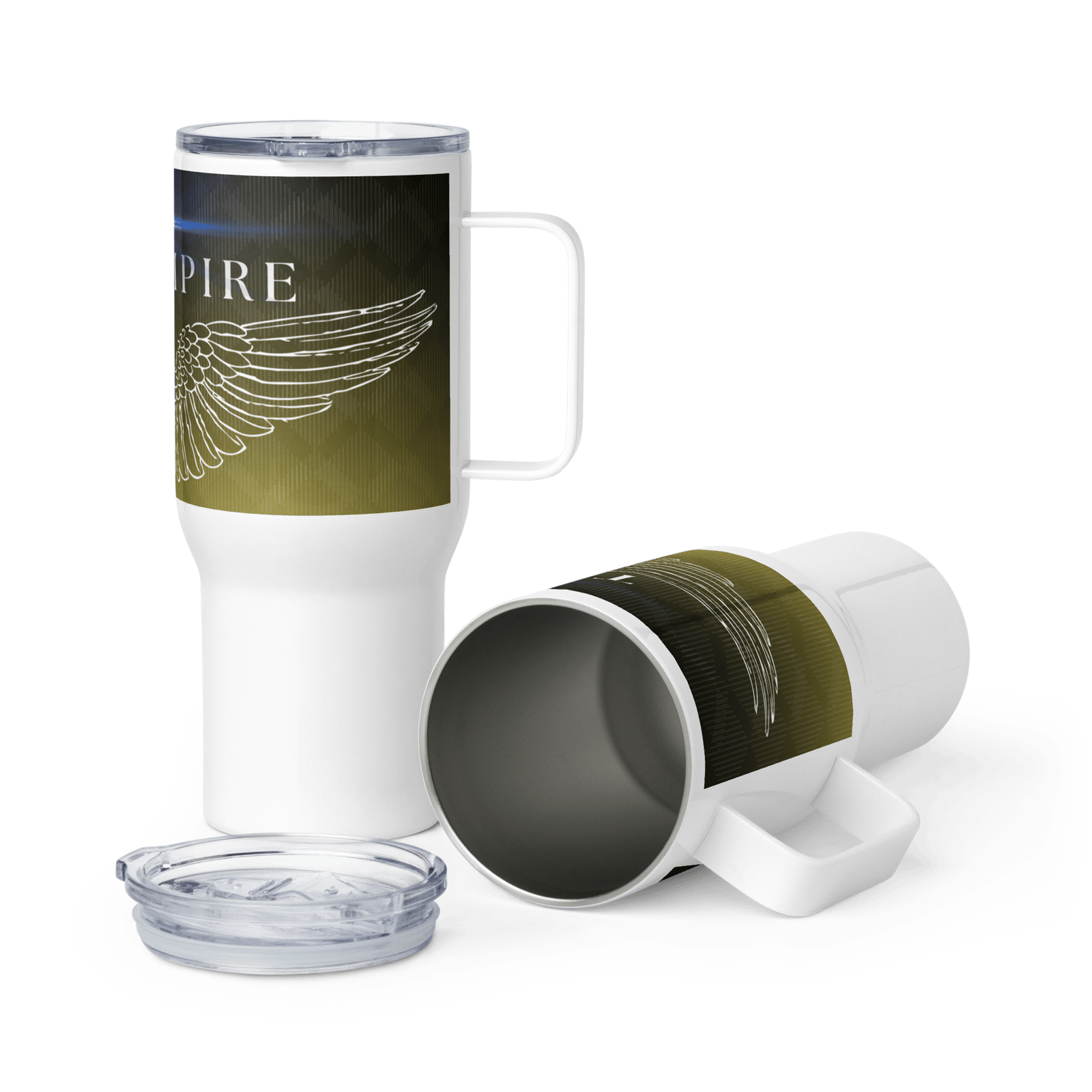 Wings of Destiny 25 oz Travel Mug with Handle | Titus Empire