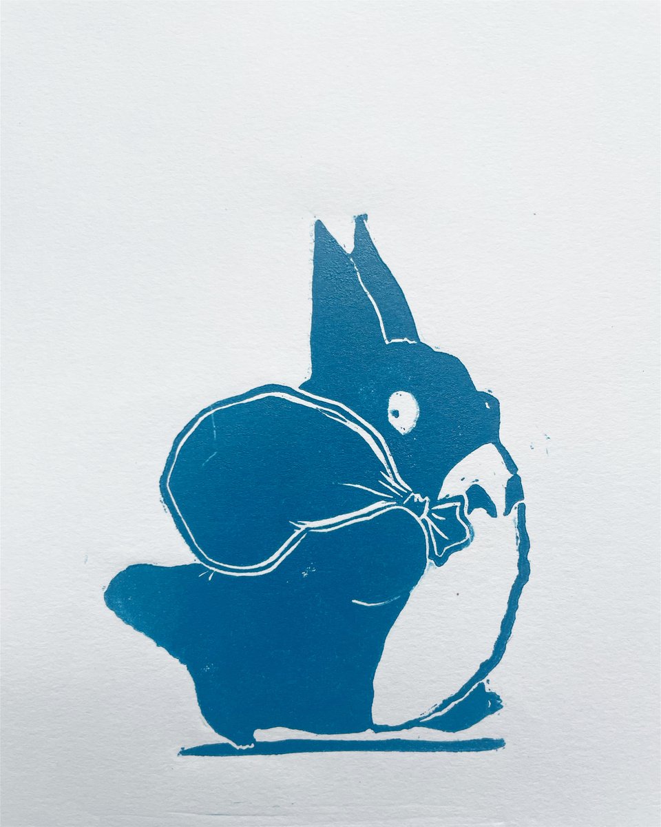 Studio Ghibli: Blue Totoro (Handmade relief print) | okaydoubleyou