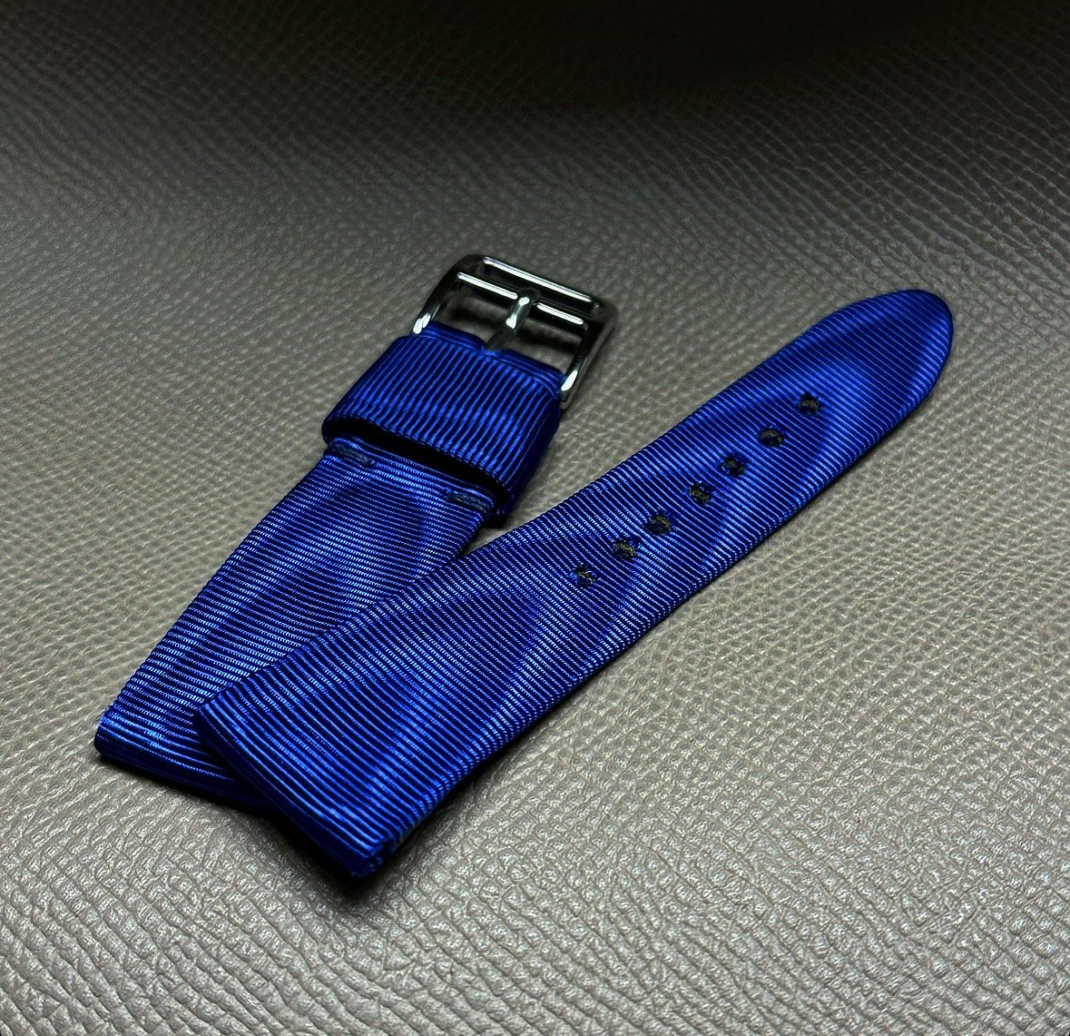 Blue Moiré Hand-rolled Watch Strap - Black Tie Collection | Huitcinq1988