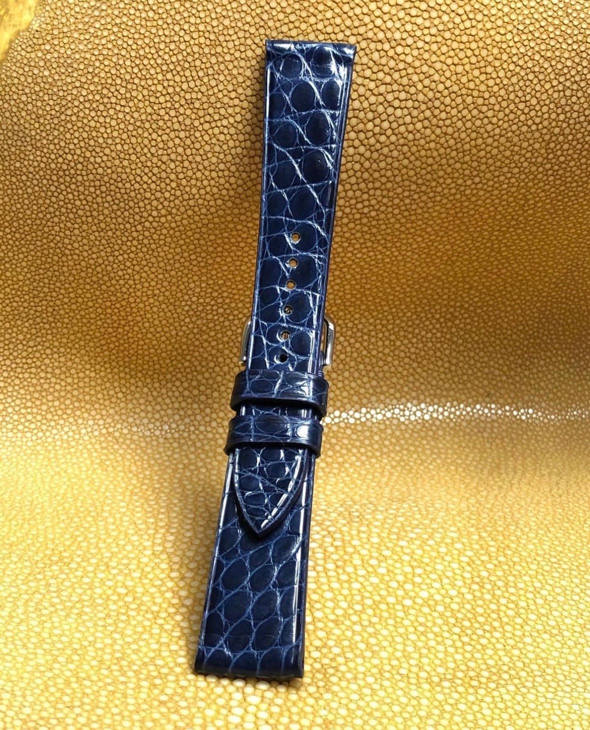 Glazed Blue Alligator Flank Watch Strap | Huitcinq1988