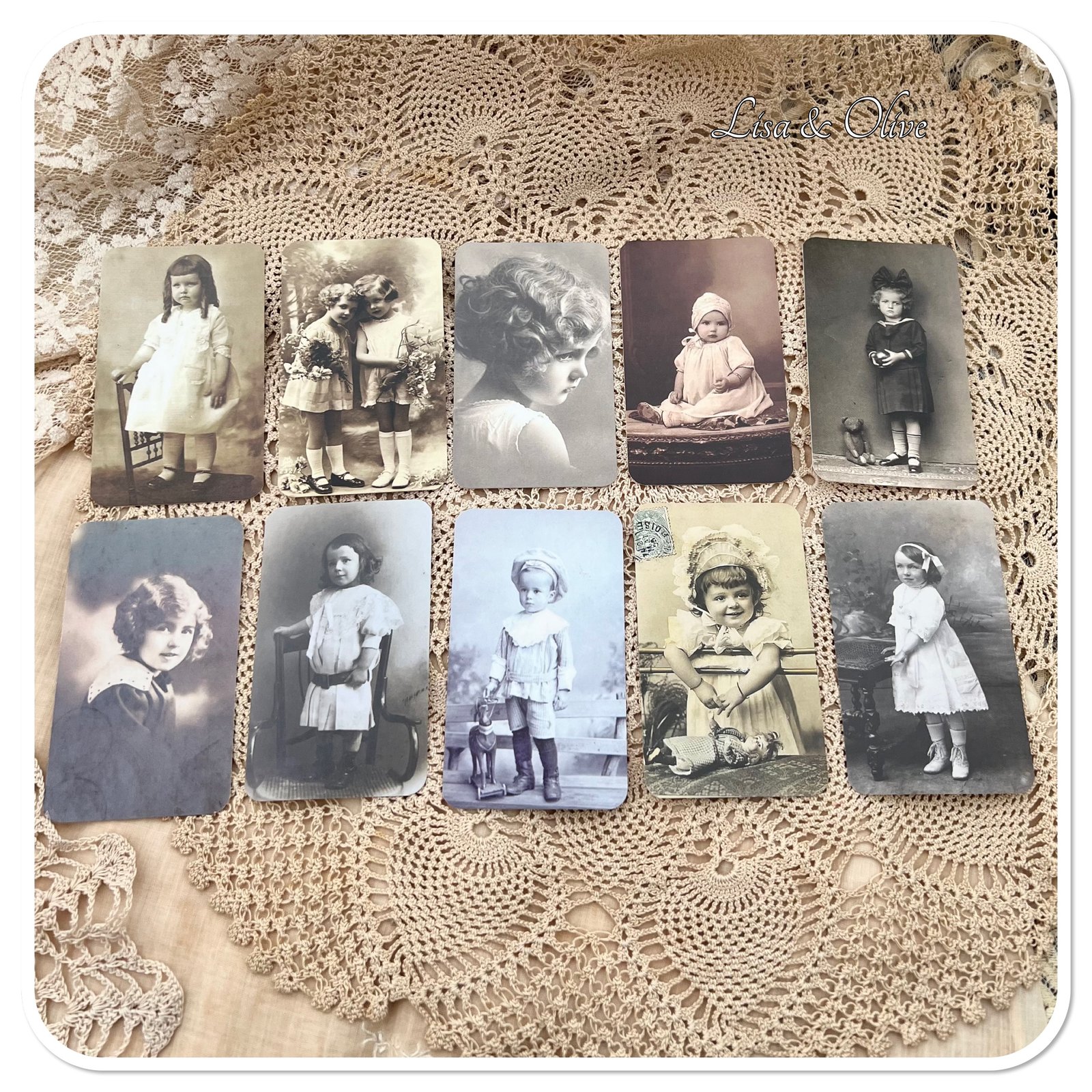 Vintage french ephemera children at play petite cards | Lisaandolive