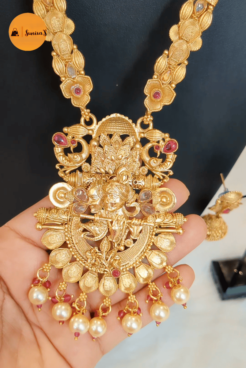 Bandana_Ranihar Style Radha-Krishna Temple Jewelry | Suniva's Fashion