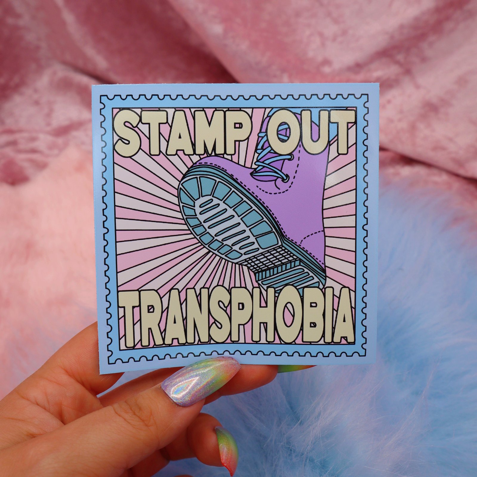 Stamp Out Transphobia Large Vinyl Sticker | Abprallen