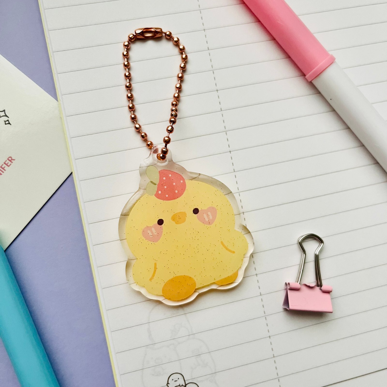 Berry Ducky Holographic Acrylic Keychain | Beary Stationery
