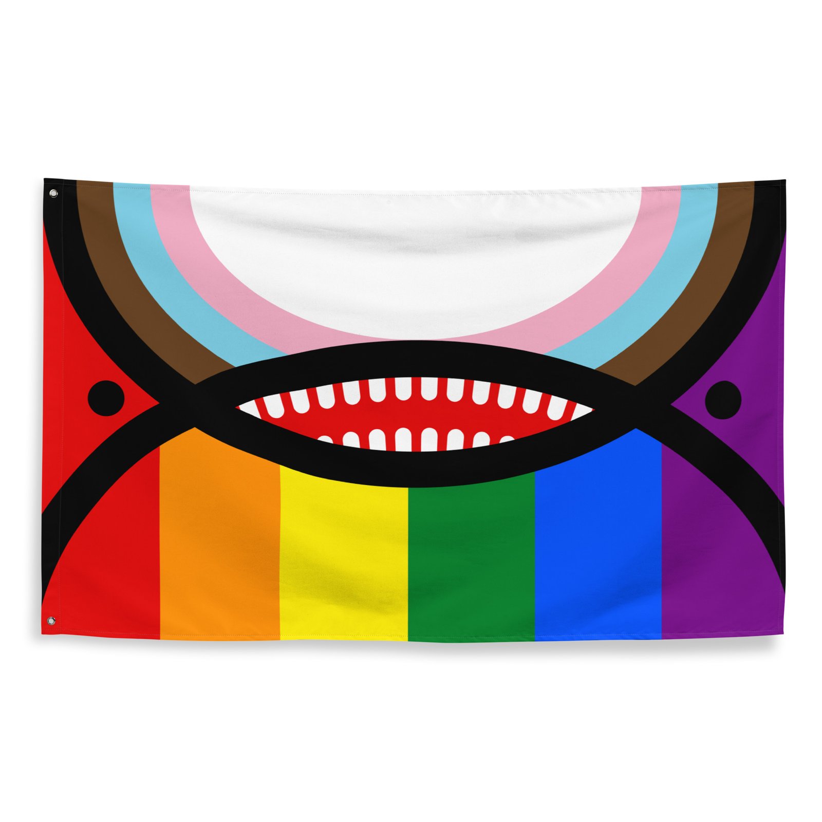 Progress Pride Orca Face Flag | Seattle City Flag