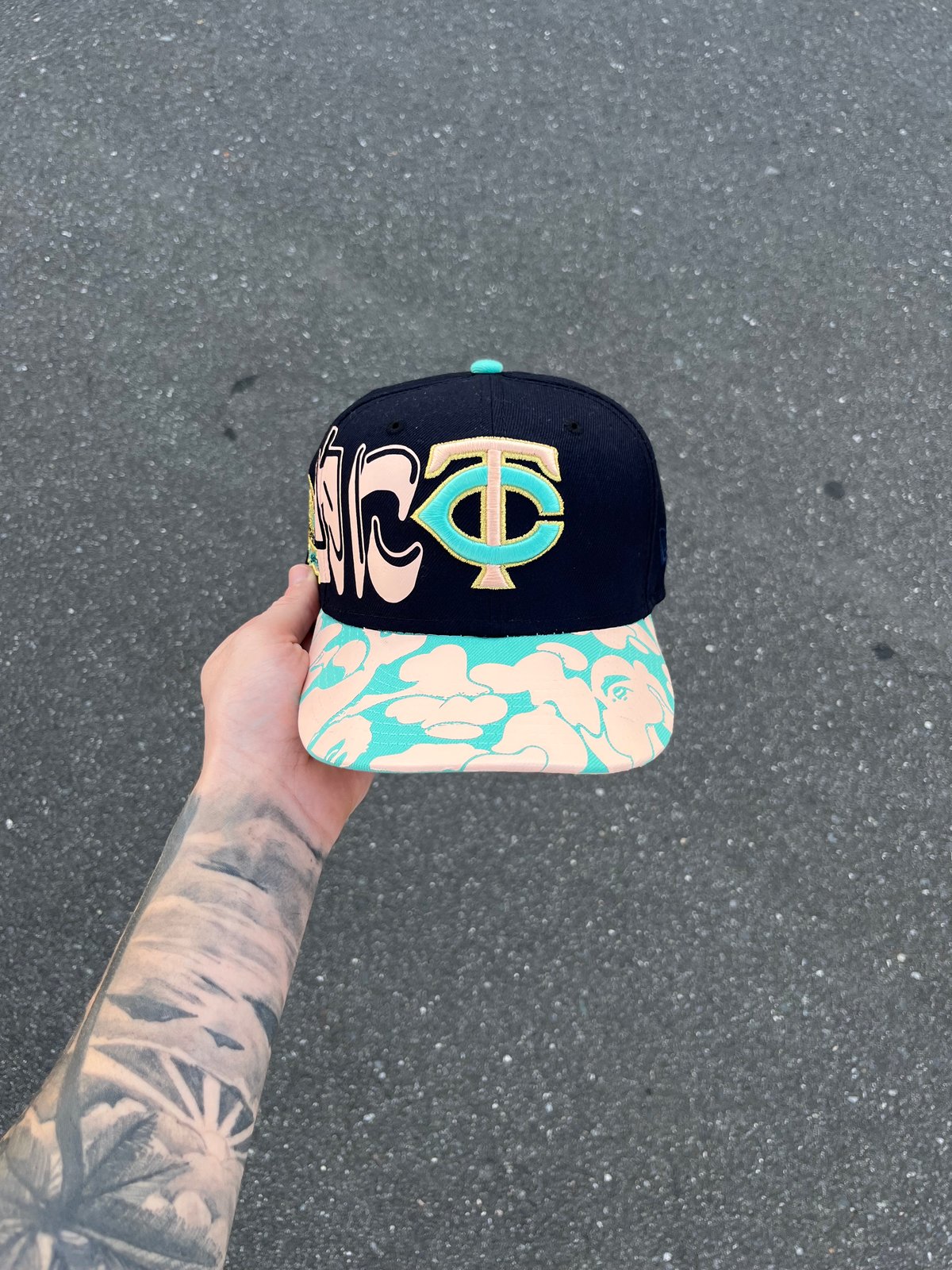 PEACH BRIM TRI TONE MINNESOTA TWINS CUSTOM FITTED CAP | WORLDWIDE RANK LLC