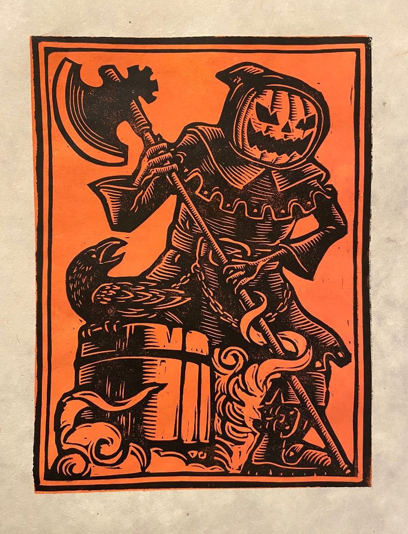 Pumpkin Executioner Block Print | Brian Reedy