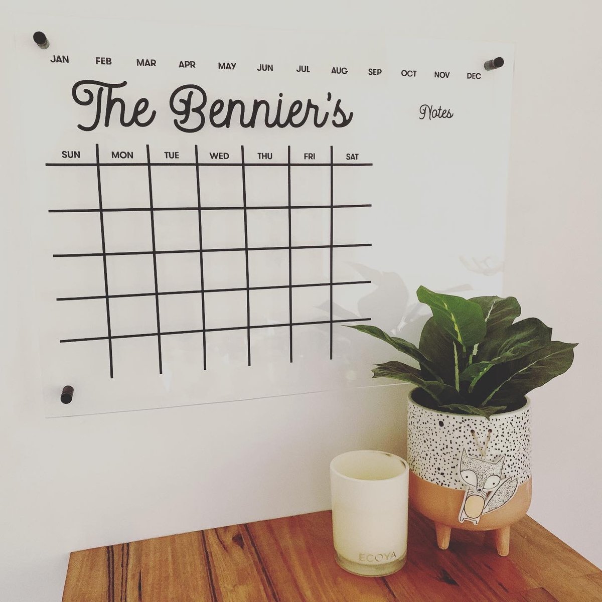 A2 Acrylic Wall Planner | Pretty in Ink. Stationery