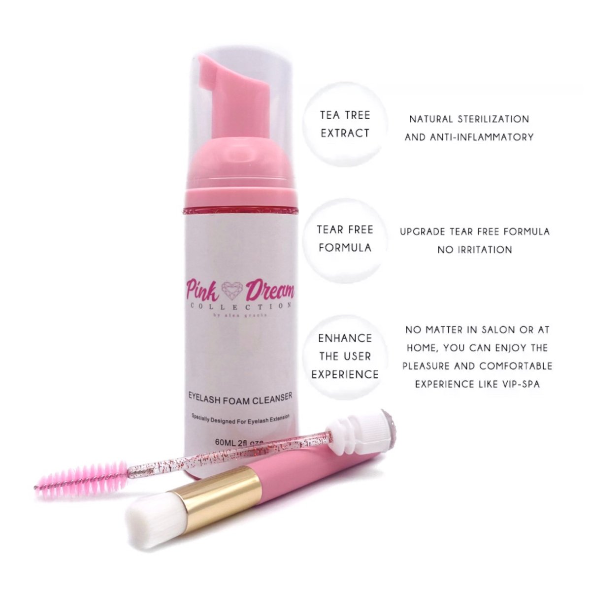 Eyelash Foam Cleaner Kit | Pink Dream Collection