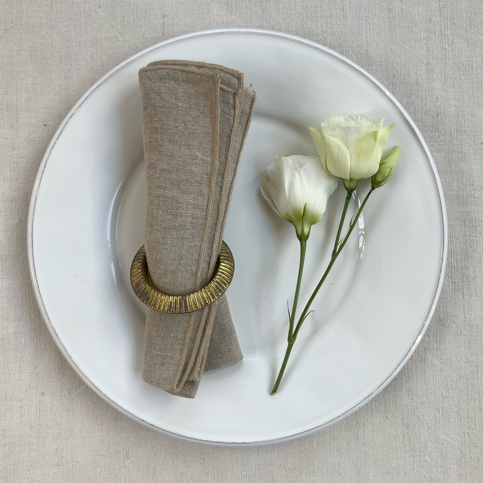 Jeu de 6 serviettes de table en Lin Naturel surpiqués / au FiL Des PièCes