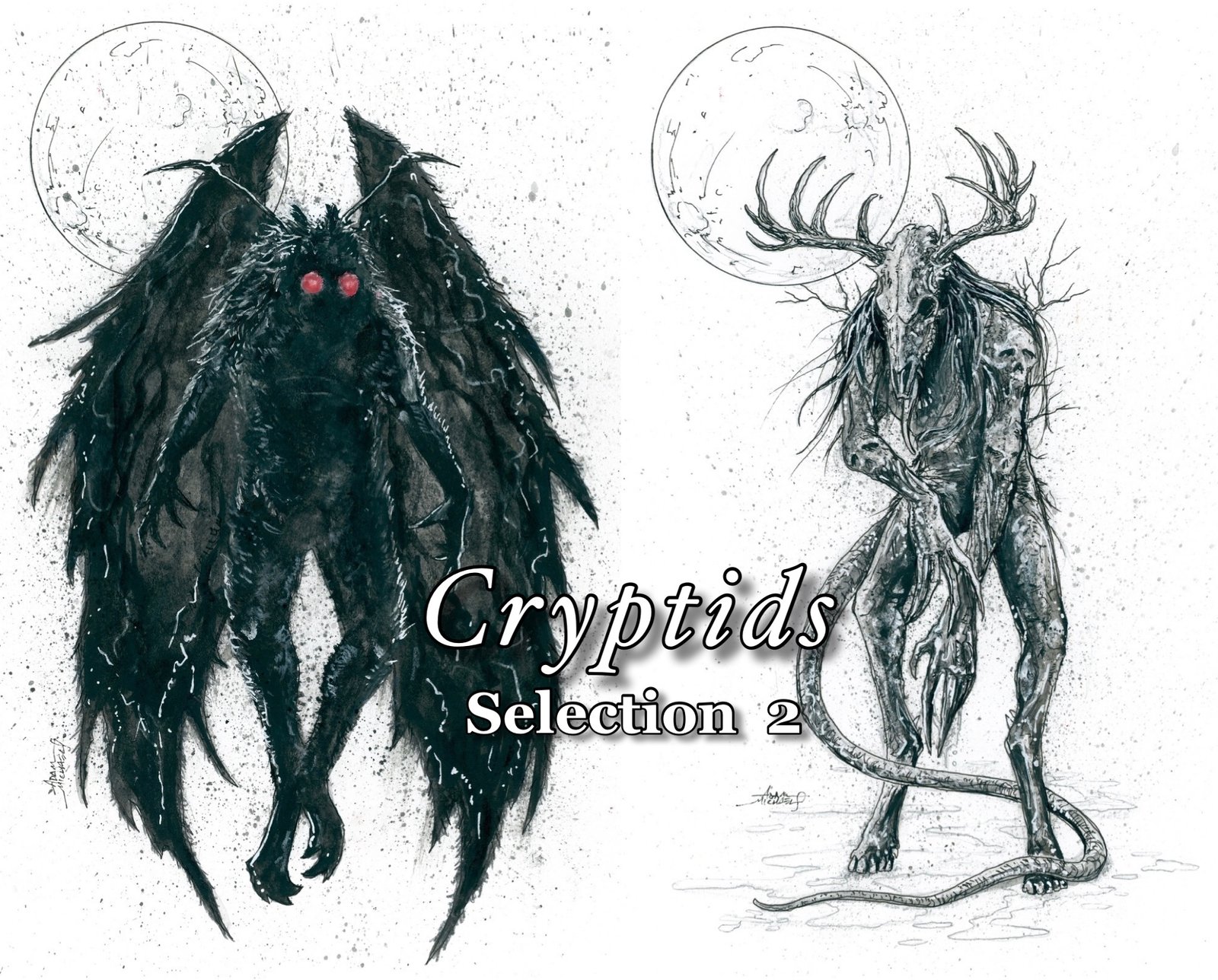 Cryptid Series - Print Selection 2 ( Mothman / Wendigo ) | Adam’s Artbox