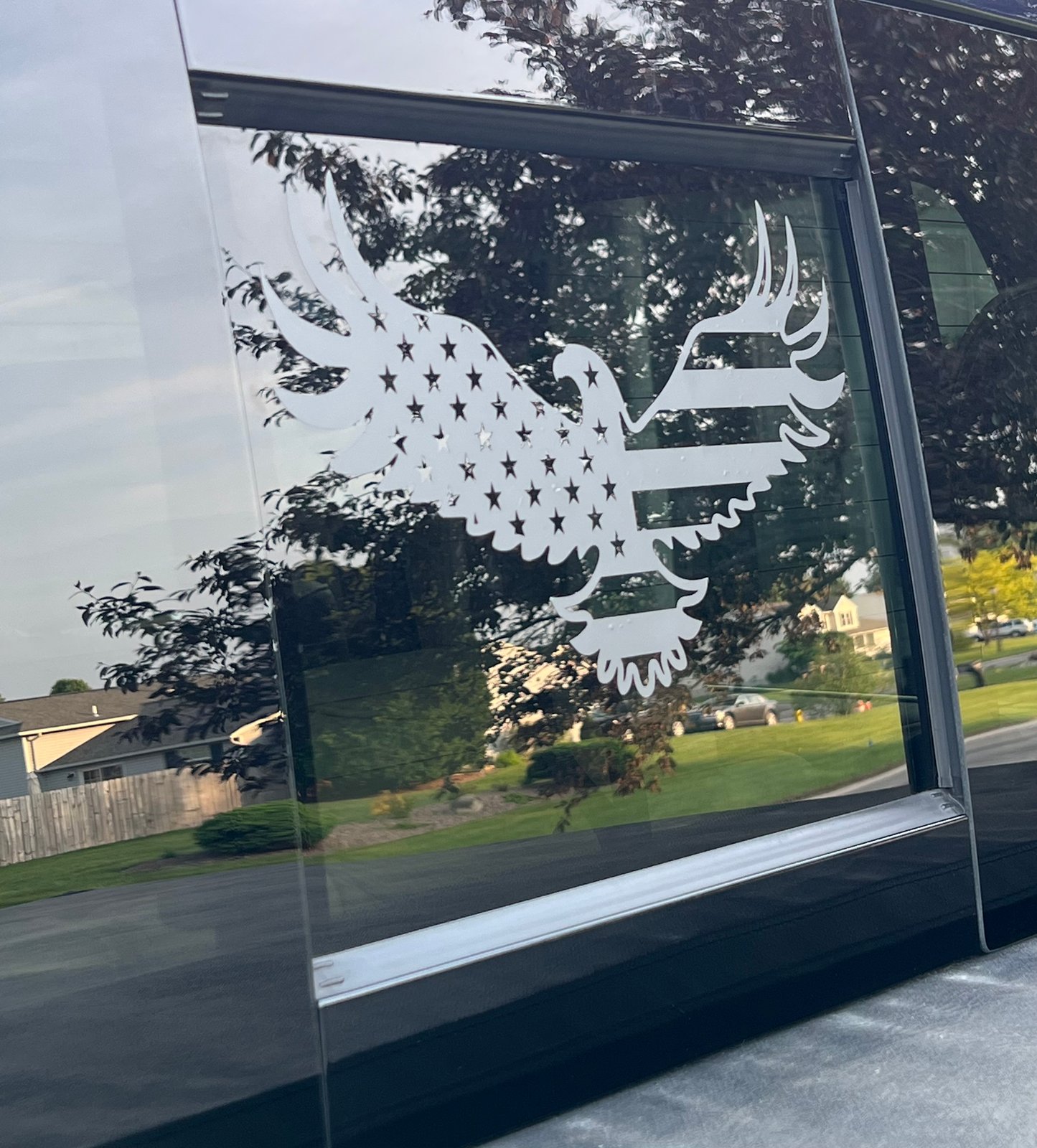 2019+ Ram Sliding Window Eagle American Flag | The Overlay Guy