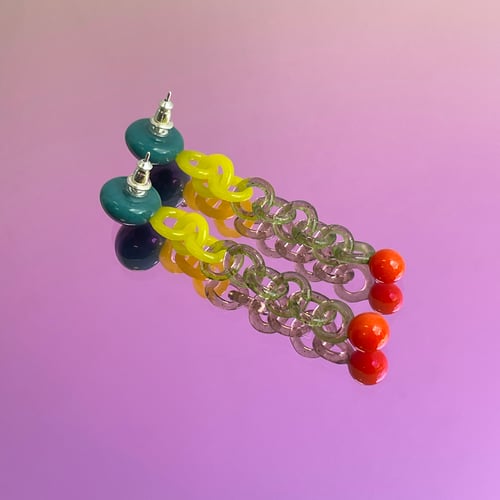 Jade Green Dot Chain Studs Blob Blob Studio jade-green-dot-chain-studs-blob-blob-studio