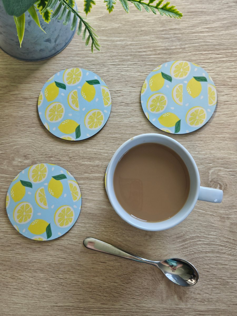 Blue Lemon Coasters - 4 pack | Craft Cut
