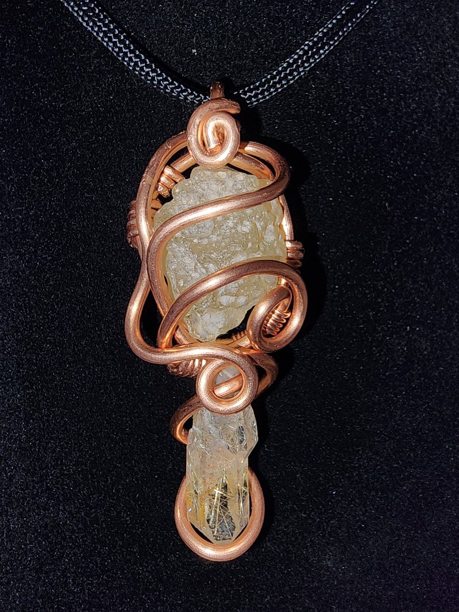 Libyan Gold Tektite w/Rutilated quartz Pendant | Self Detach