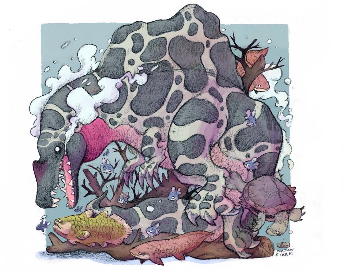 Serene Spinosaurus Poster | Dalton Doodles Online Shop