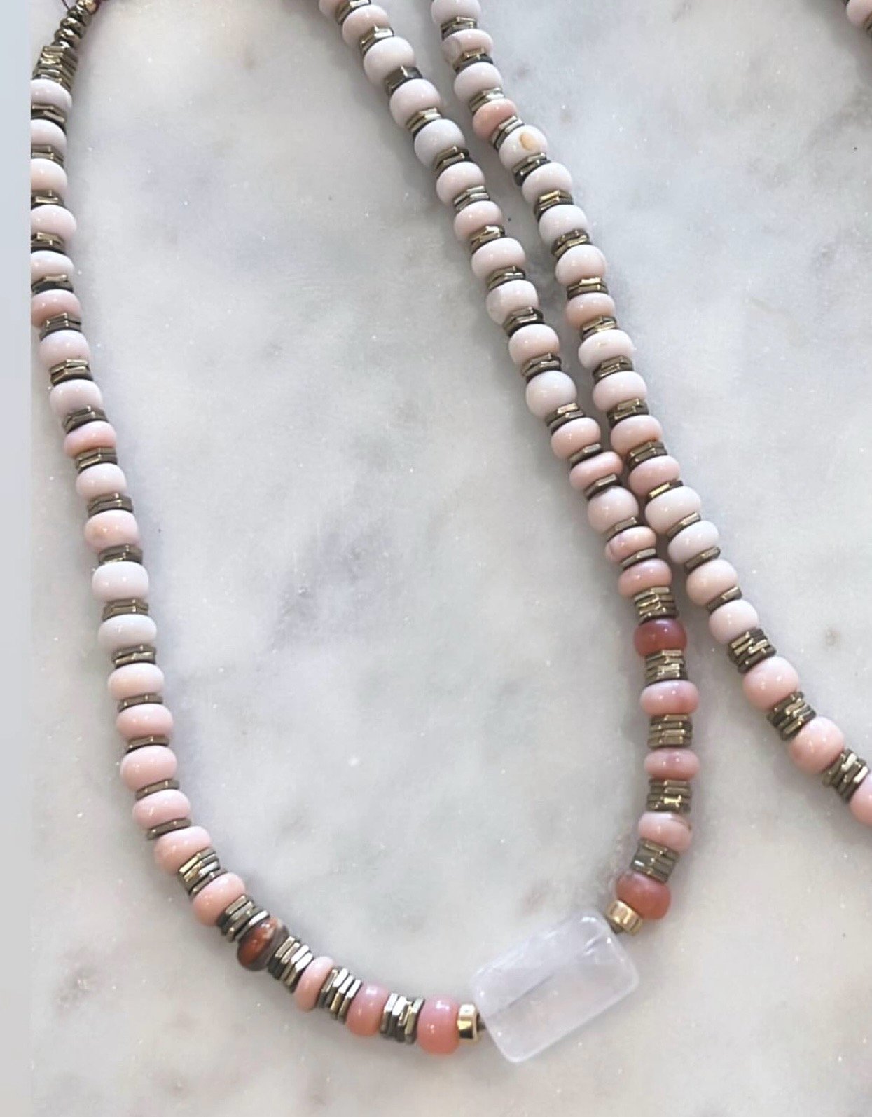 New Rose Quartz Pink Opals With Pyrite Vega Jewelry