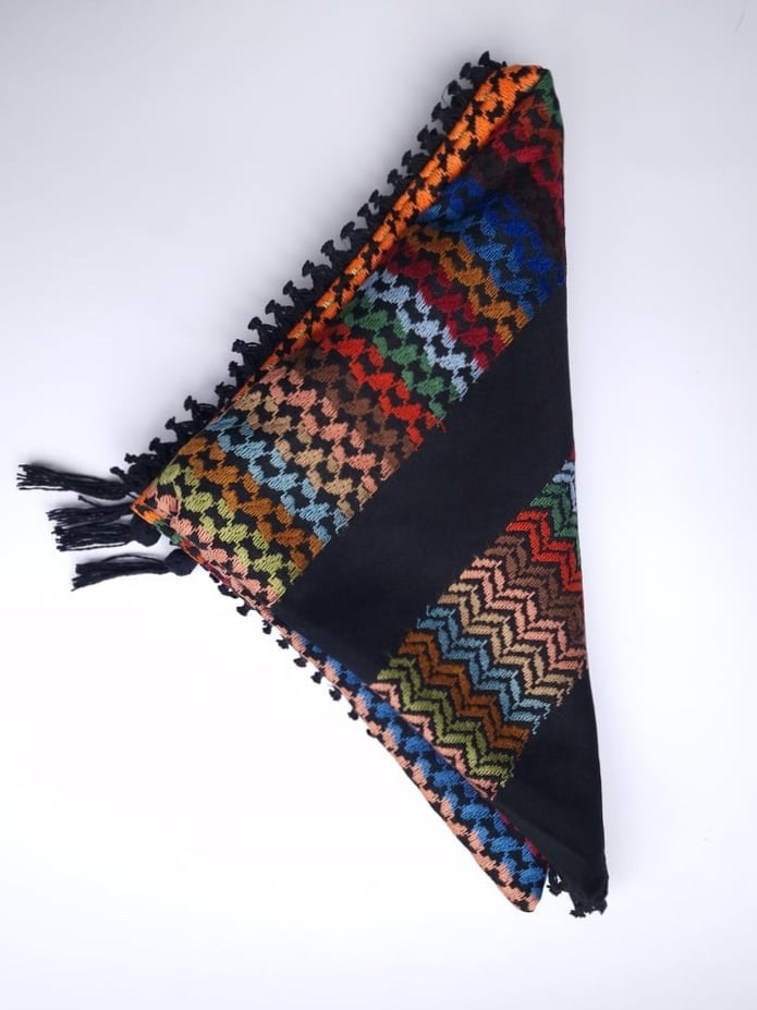 Black Multicolour Cotton Keffiyeh | Hubb & Huriya