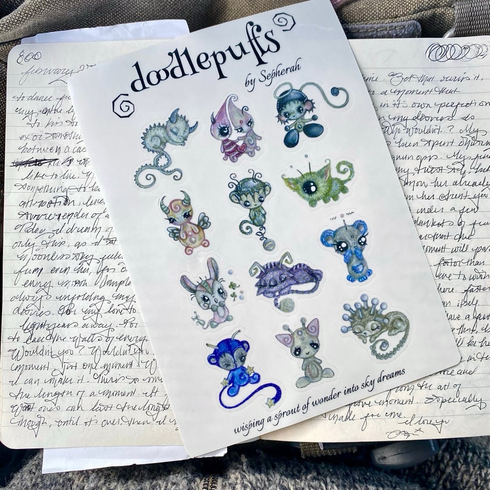 doodlepuffs sticker sheet (12pc) transparent | Seph