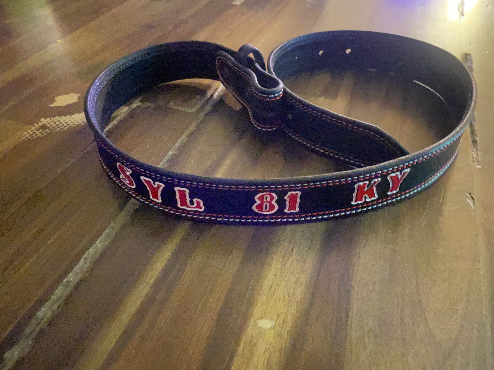 Support 81 Belt Red Letters | HAMC Kentucky Nomads