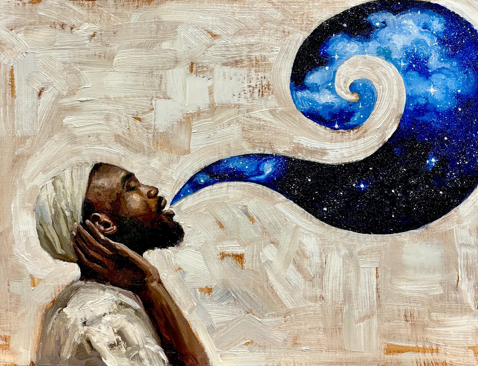 God is Greater (Allahu Akbar) original oil painting | Safia Latif