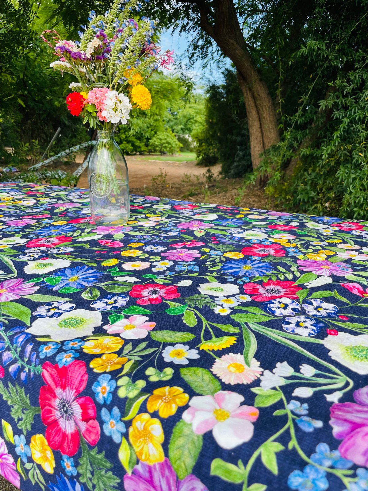 Tablecloth - Midnight Floral (navy) | Woodberry Design
