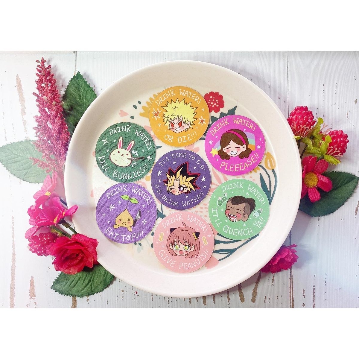 Drink Water Stickers | Moon Rose Cafe