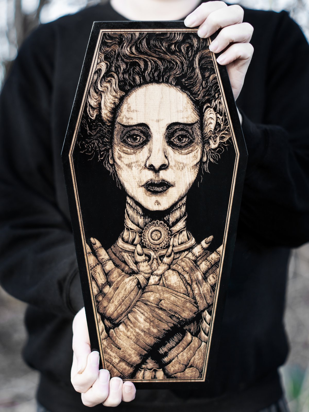Bride of Frankenstein Coffin Engraving | SpaceWolf