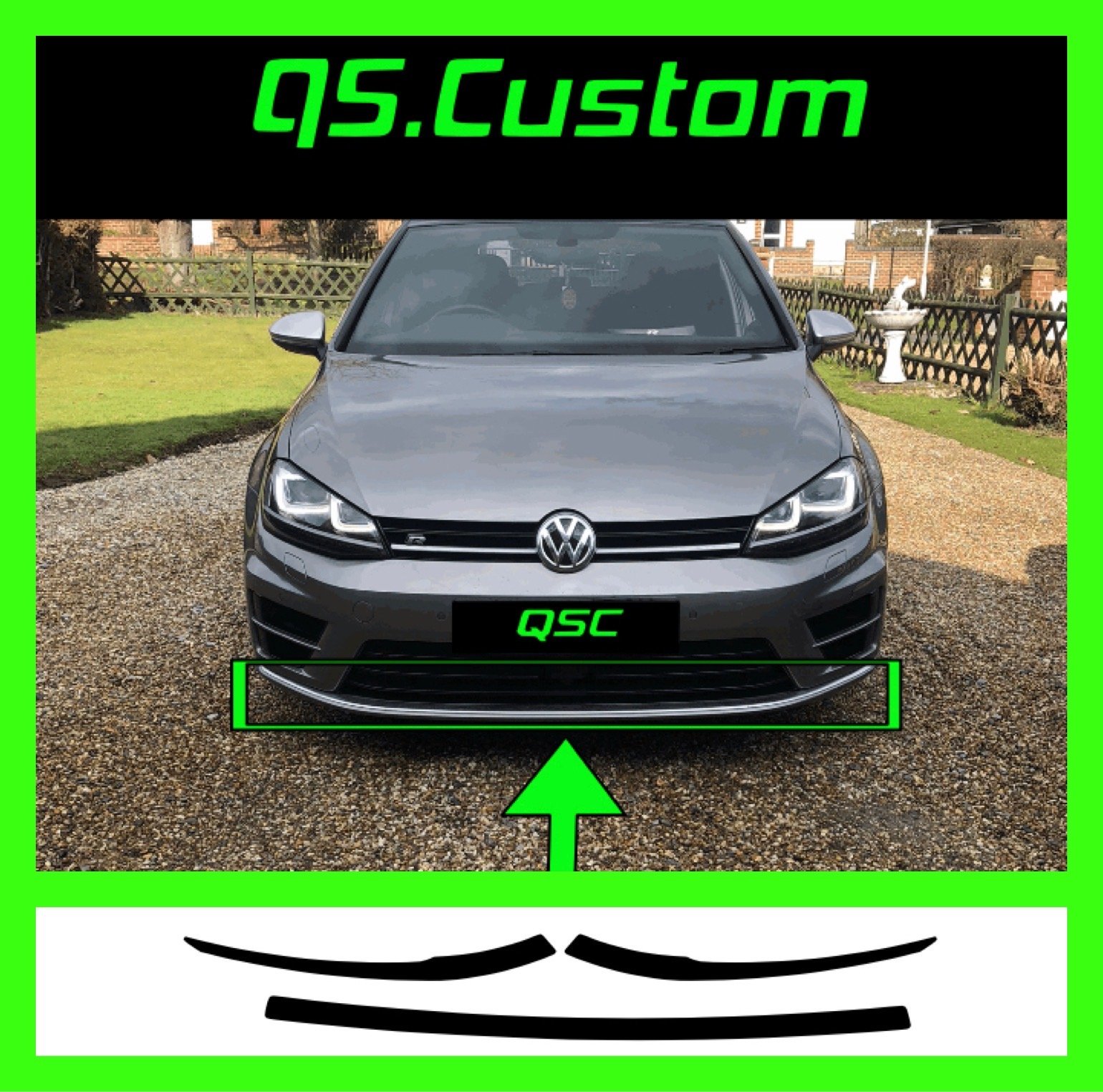 X3 VW Golf R Mk7 Front Bumper Pre Cut Dechrome Sticker | QsCustom