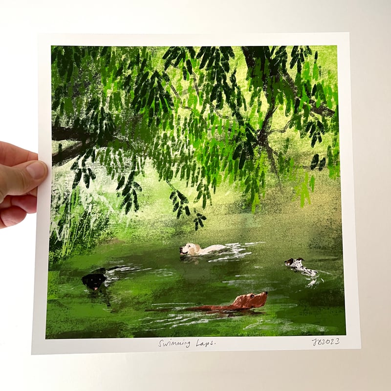 Zoomies - 30x30cm Giclee Print | Jenny Bloomfield Illustration