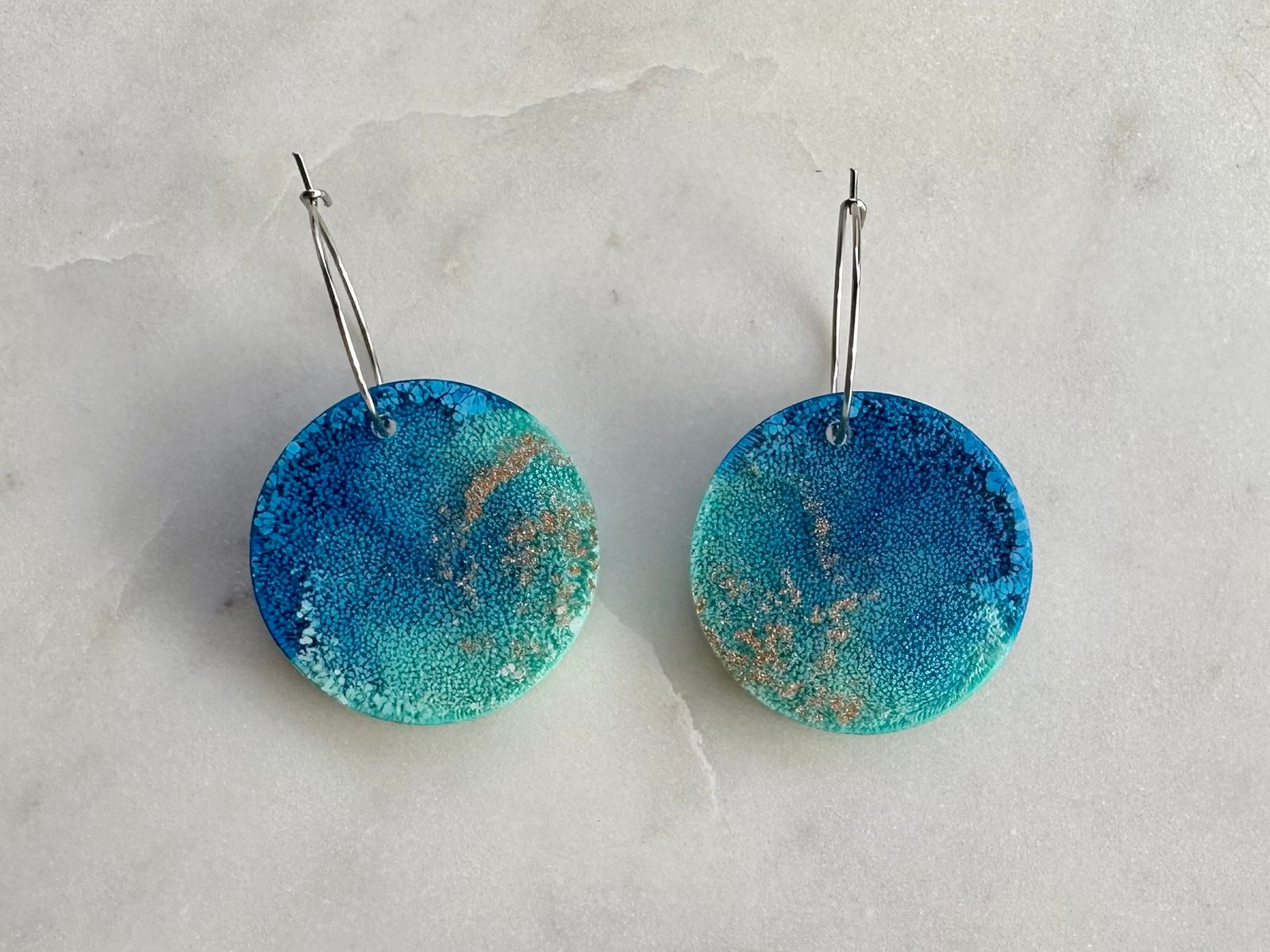 Mini Lunar Hoops - Cobalt Blue, Pale Aqua & Gold | Oak & Thistle