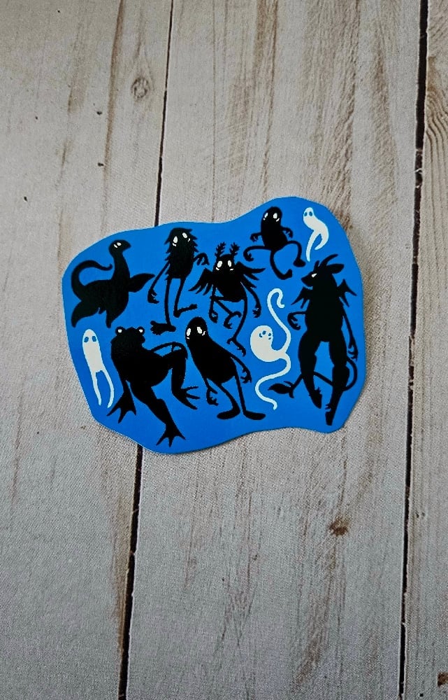 Cryptid Silhouette Group Sticker | Manfish Inc.