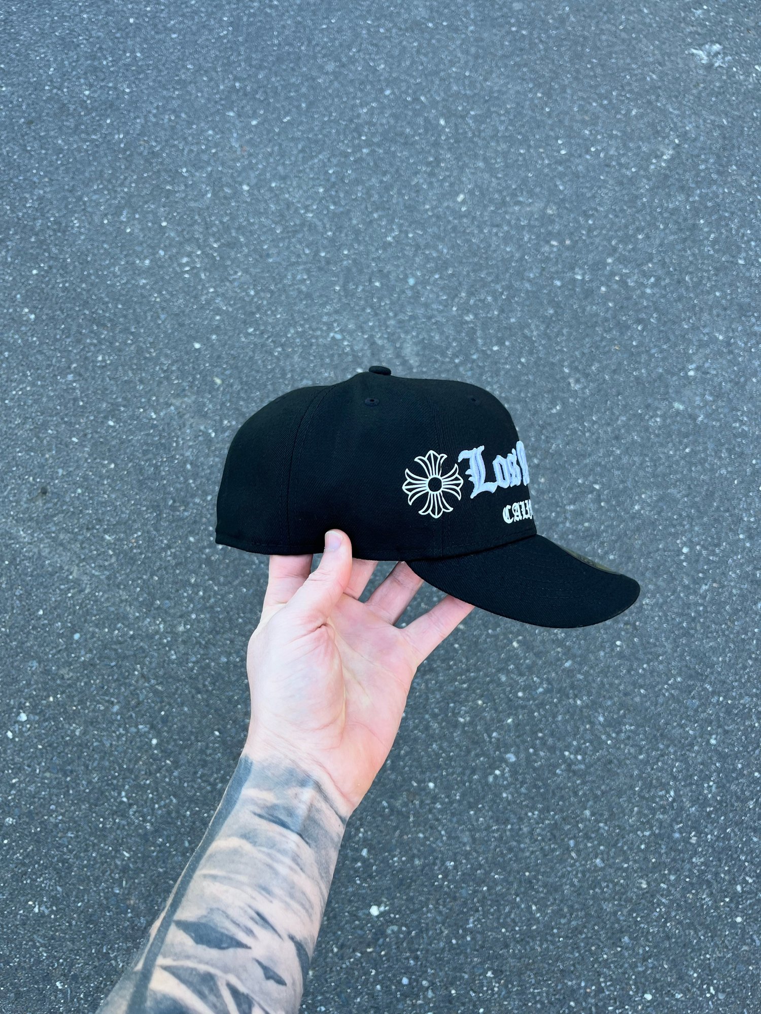 BLACK SCRIPT LOS ANGELES CUSTOM FITTED CAP | WORLDWIDE RANK LLC BLACK SCRIPT LOS ANGELES CUSTOM FITTED CAP | WORLDWIDE RANK LLC