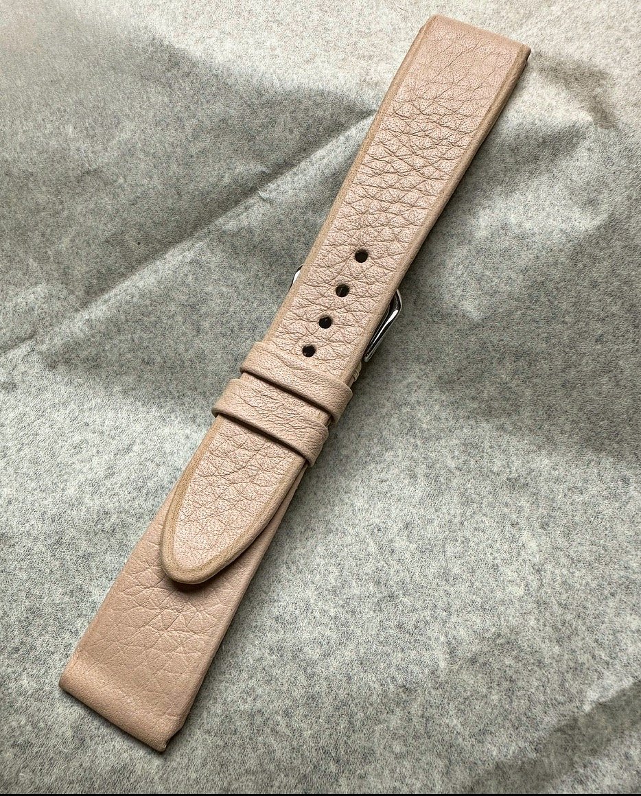 Cream Soft Grain Bull Hand-rolled Watch Strap | Huitcinq1988