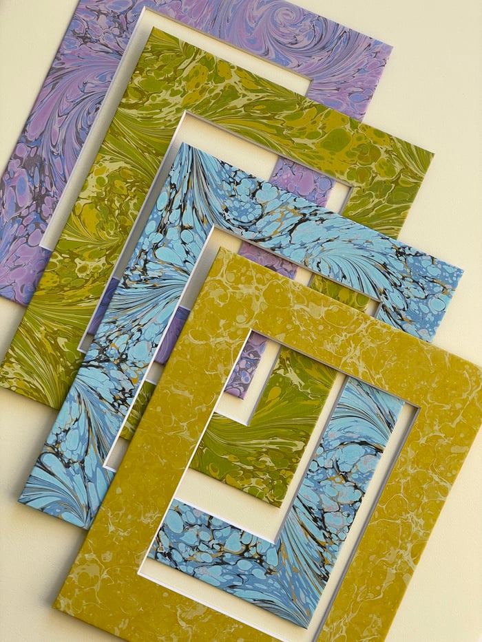 8x10" Mat made with Hand Marbled Paper | Emily Romero Marbled Paper ...