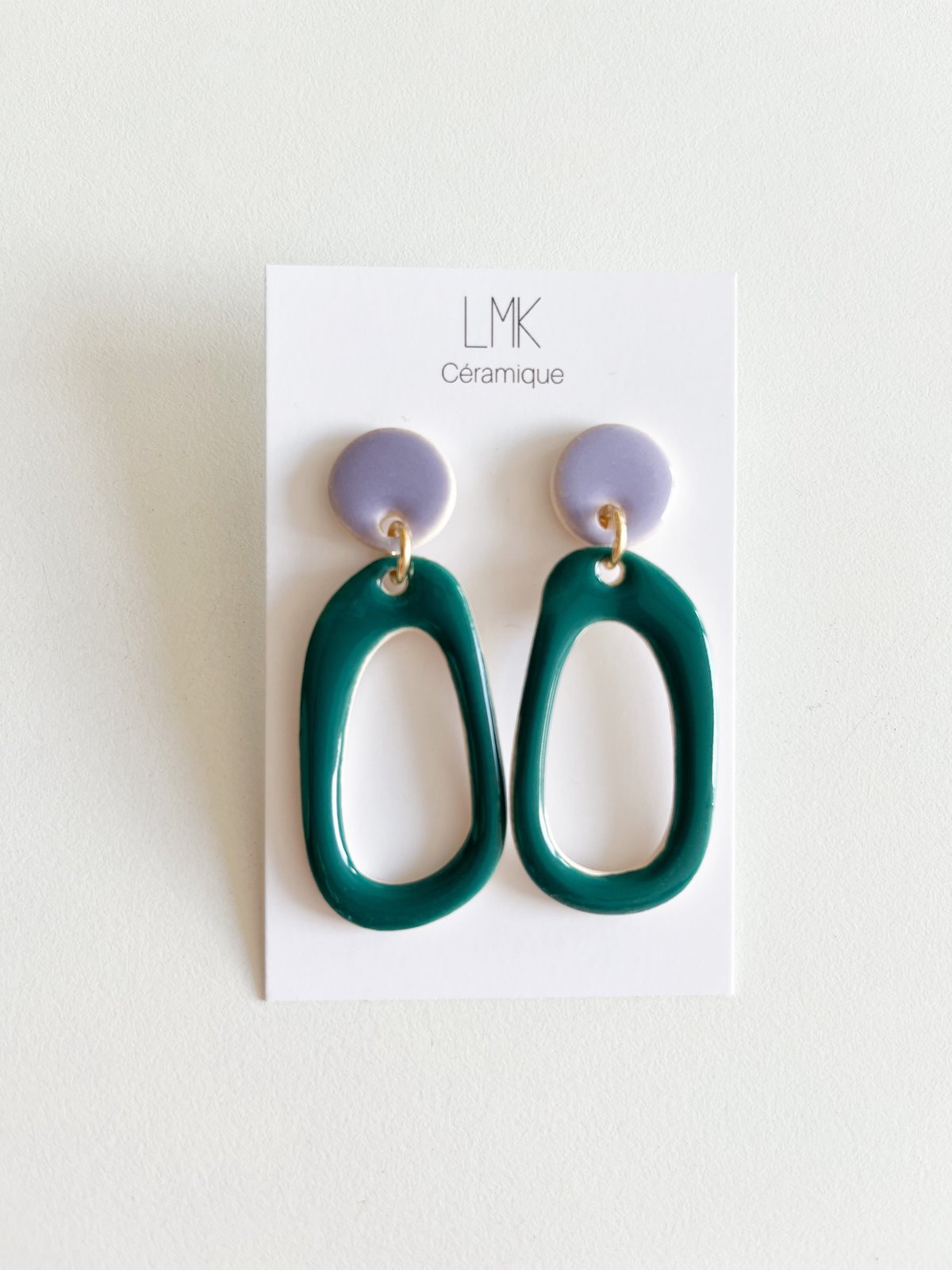 Paire de boucles d'oreilles céramique HOLI lavande et canard | lmk shop